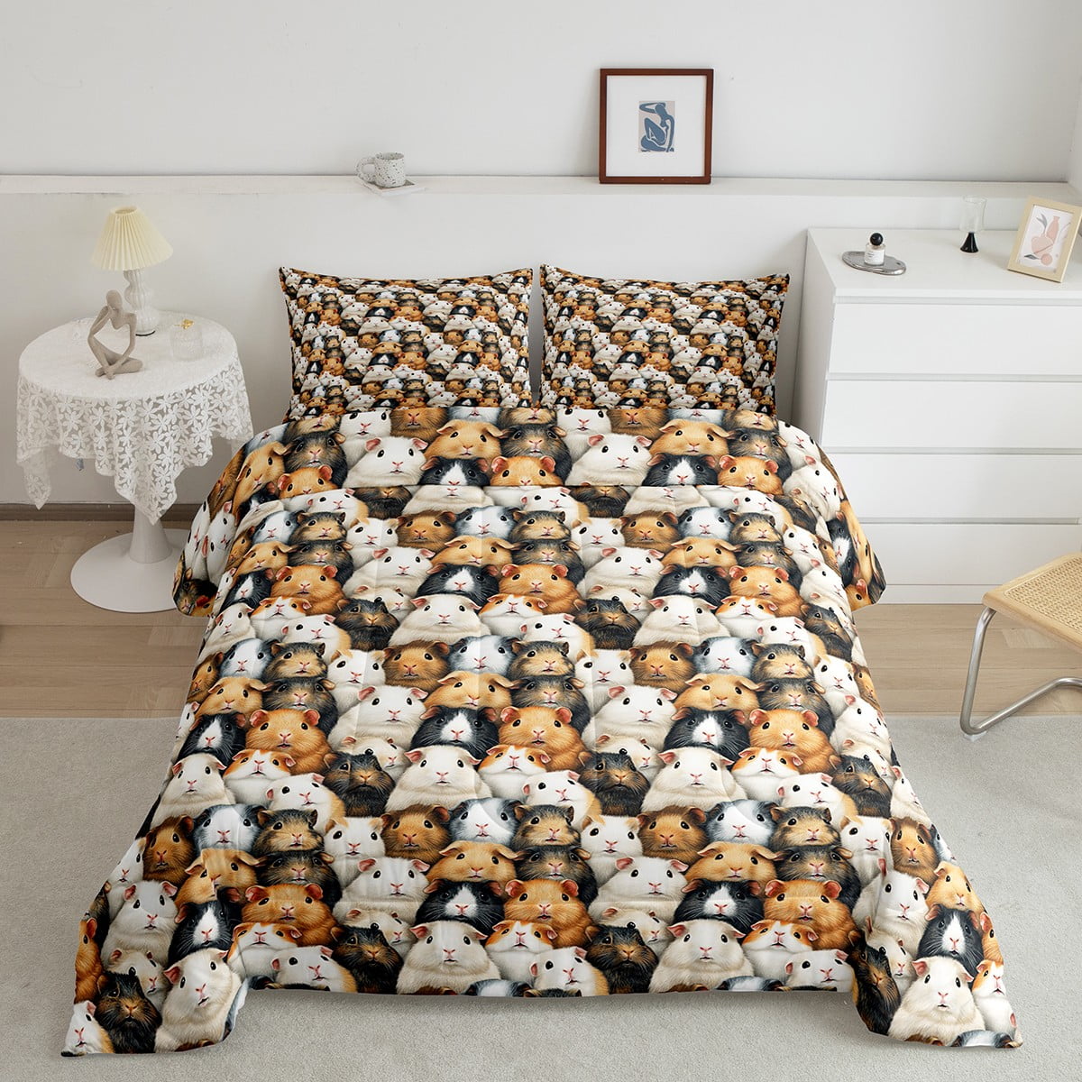 Erosebridal Cute Guinea Pig Comforter Sets Queen Size, Kawaii Animal ...