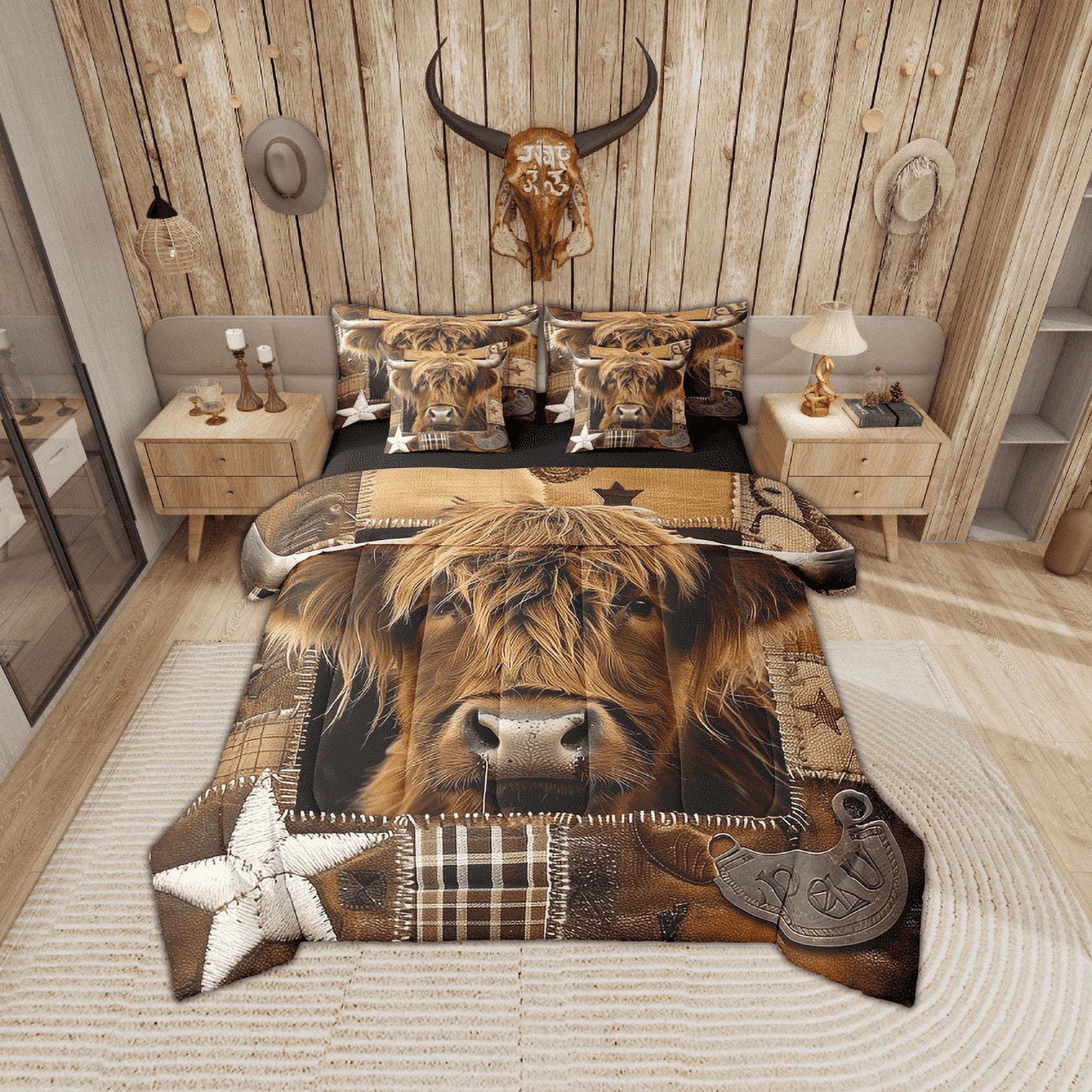 Erosebridal Cute Highland Bull Bed in a Bag Twin Size, Southwestern ...