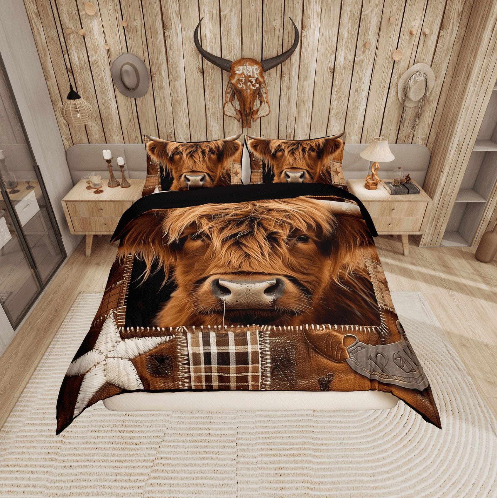 Erosebridal Cute Highland Bull Comforter Cover Twin, Southwestern ...