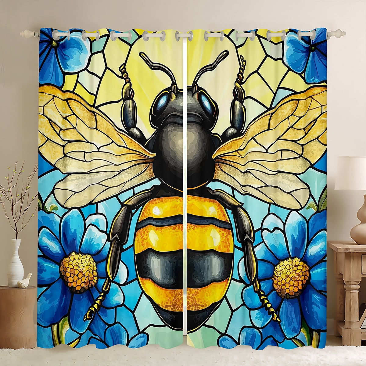 Erosebridal Cute Honey Bee Curtains Pack of 2 (42x63), Wild Animal 30% ...