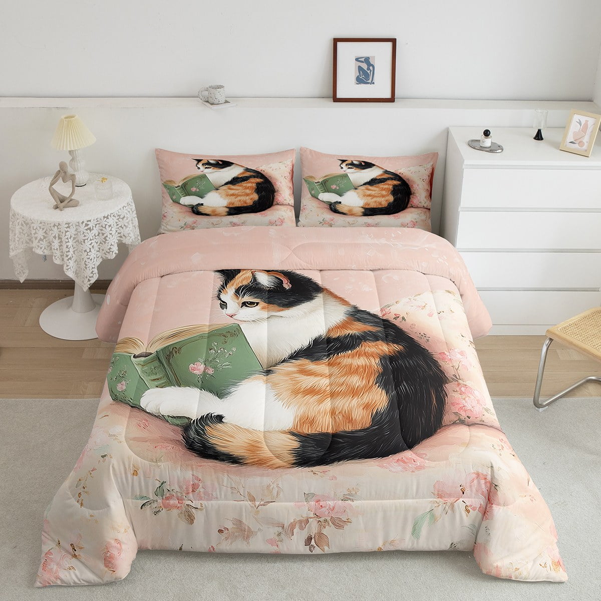 Erosebridal Cute Kitten Bedding Sets Full with Comforter, Kawaii Cat ...
