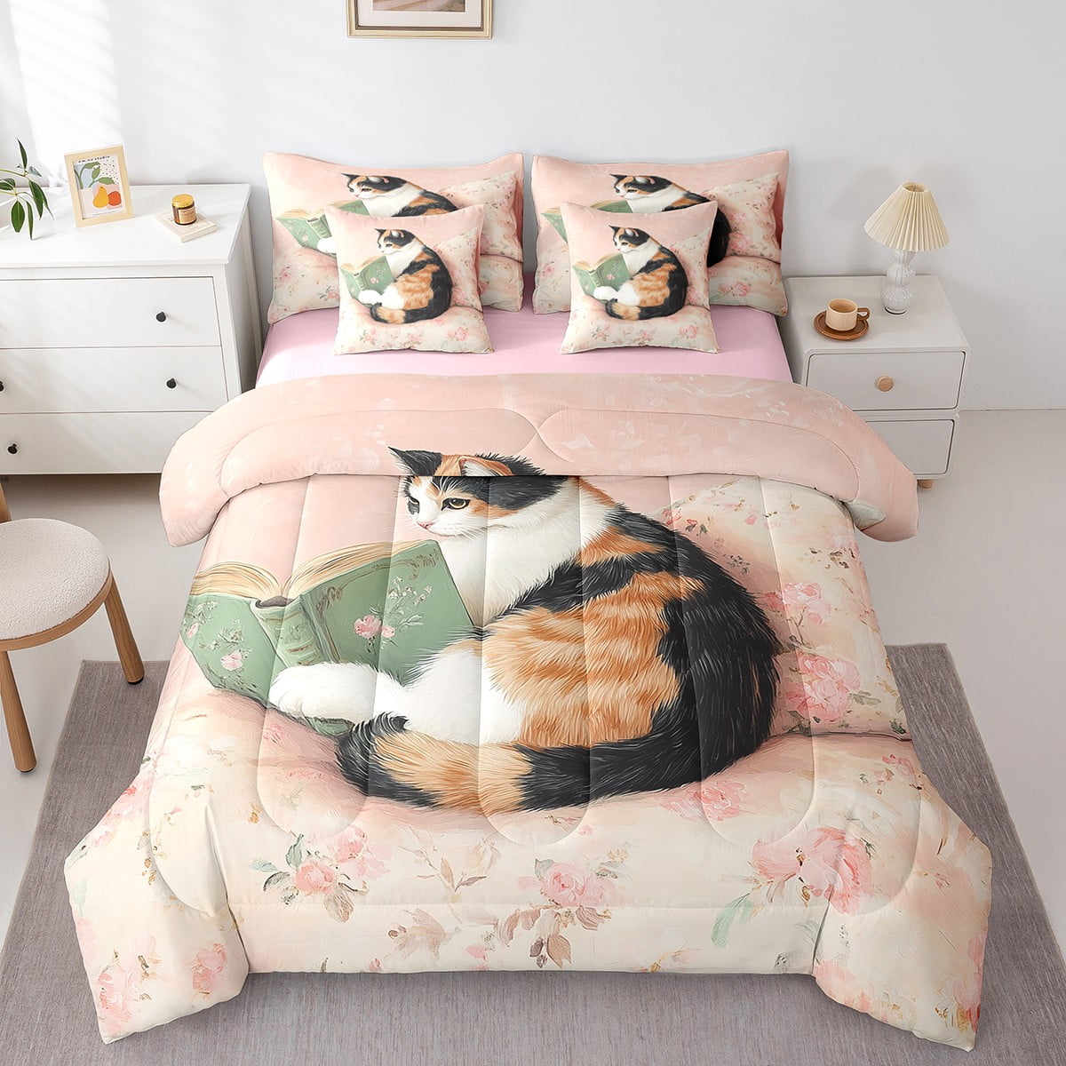 Erosebridal Cute Kitten Bedding Sets, Kawaii Cat Animal Comforter Sets ...
