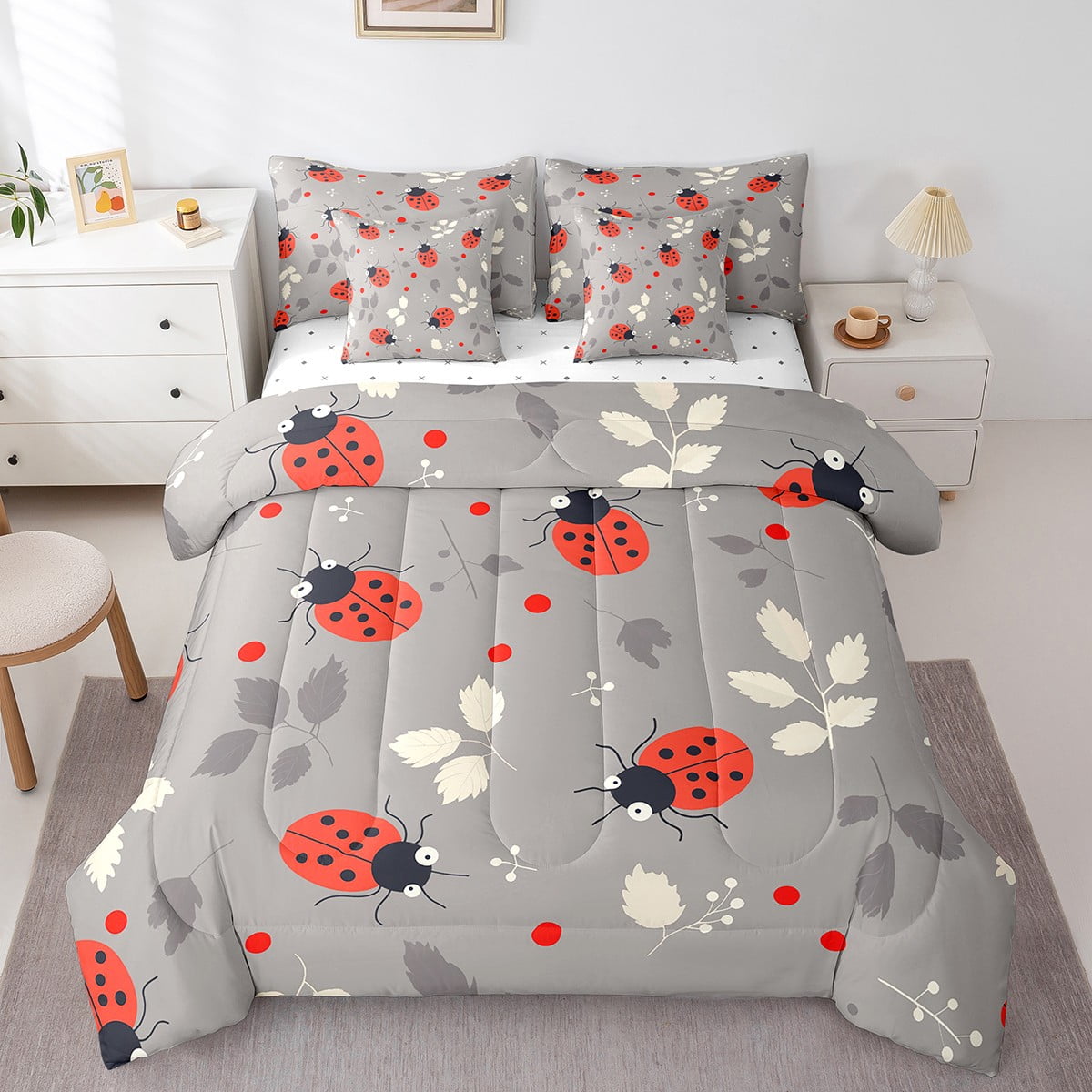 Erosebridal Cute Ladybug Bed in a Bag King Size, Kawaii Animal Bed Set ...