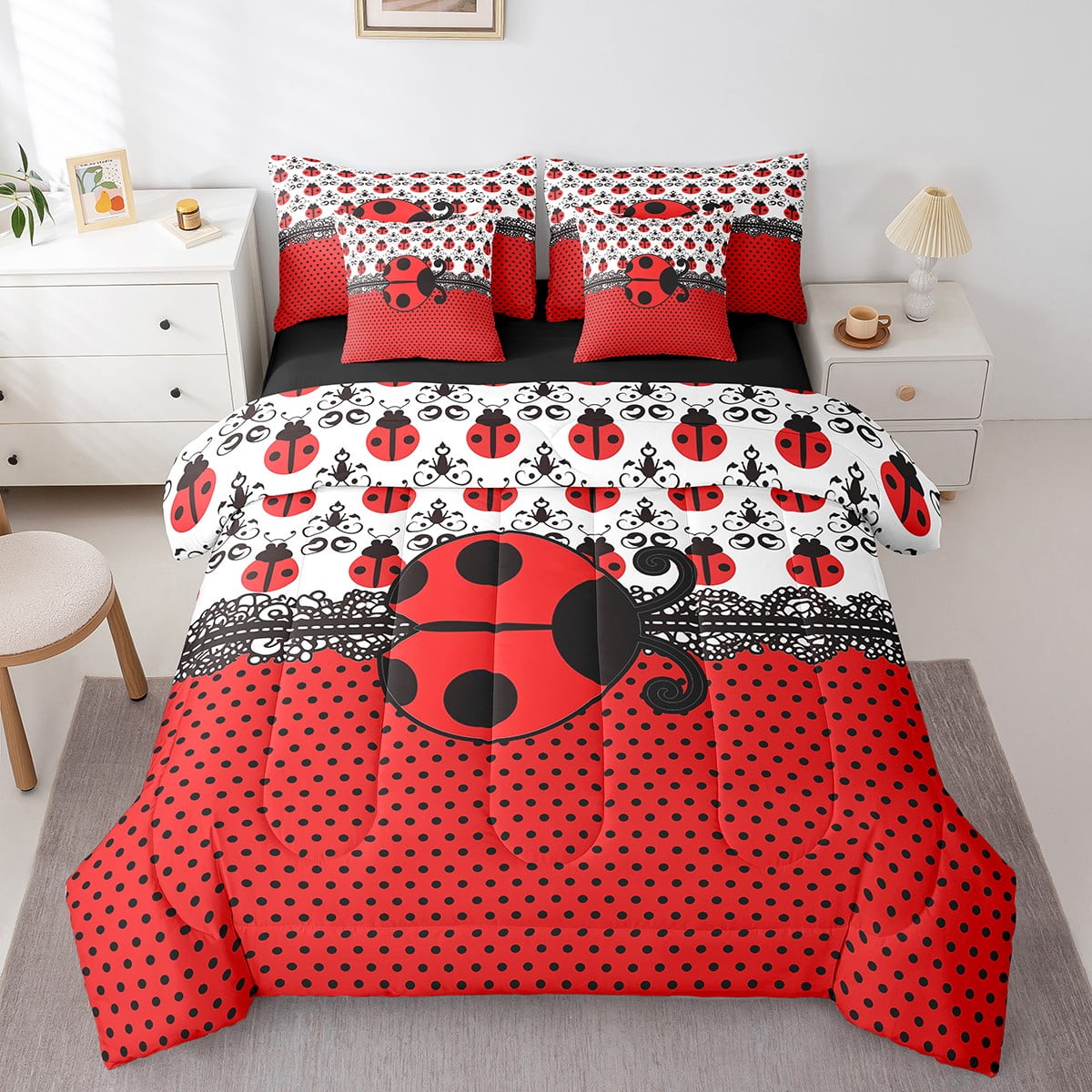 Erosebridal Cute Ladybug Bedding Twin Size, Wildlif Insect Animal Bed ...