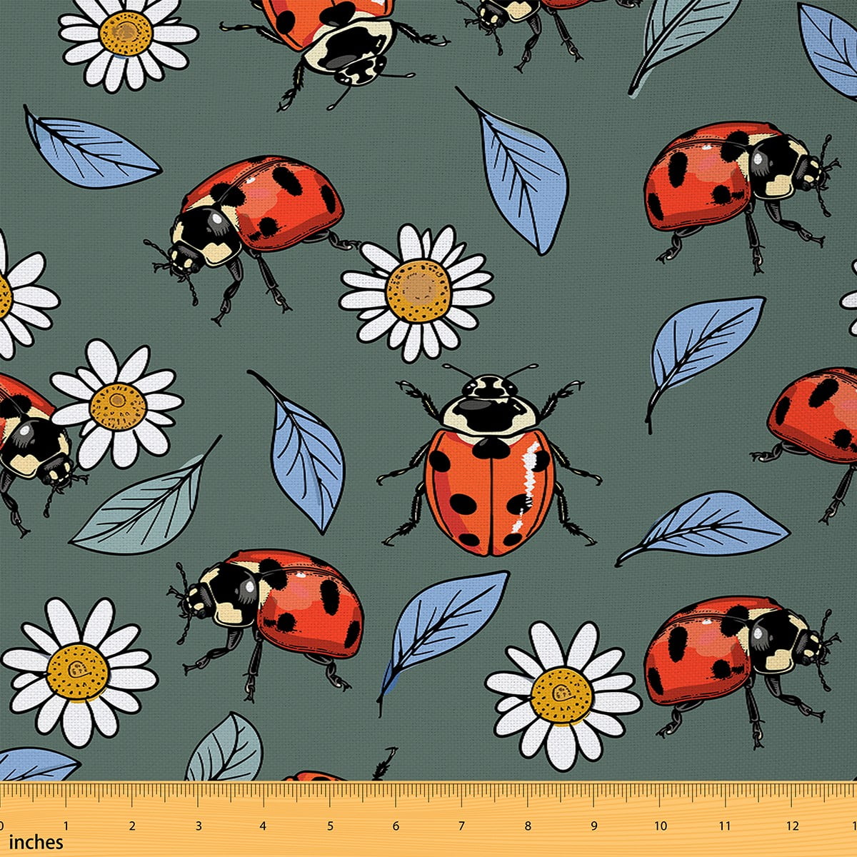 Erosebridal Cute Ladybug Fabric By The Yard, Wildlife Insect Decorative ...