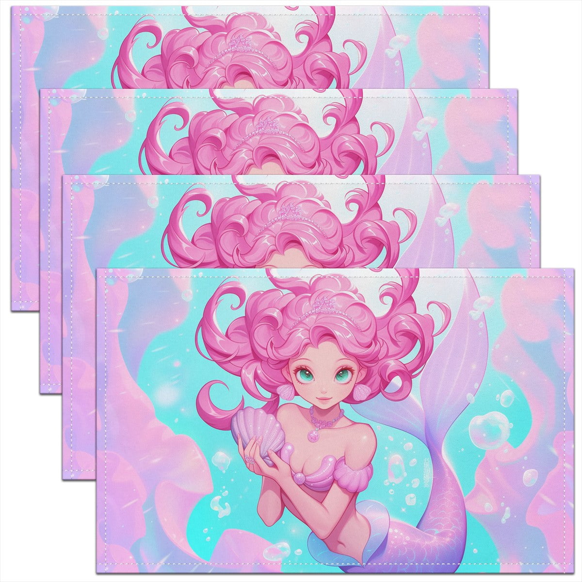 Erosebridal Cute Mermaid Placemats Set of 4 , Cartoon Princess Table ...