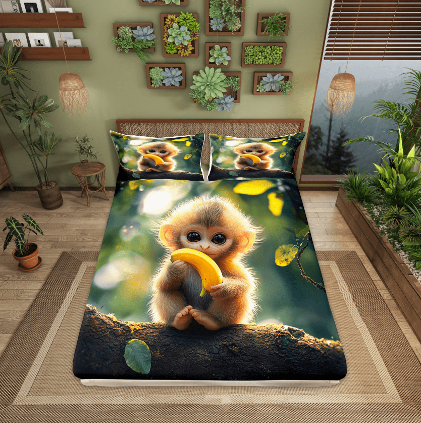 Erosebridal Cute Monkey Fitted Sheet Twin, Lovely Animal Bedding Set ...