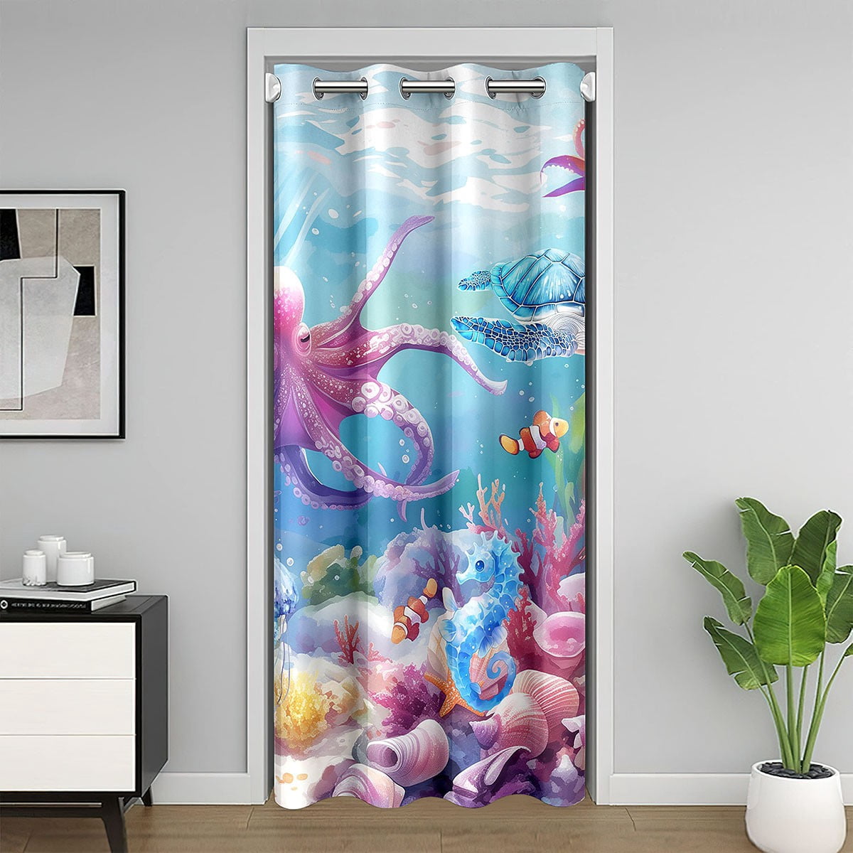 Erosebridal Cute Octopus Seahorse Door Curtain For Doorways 34x80 ...