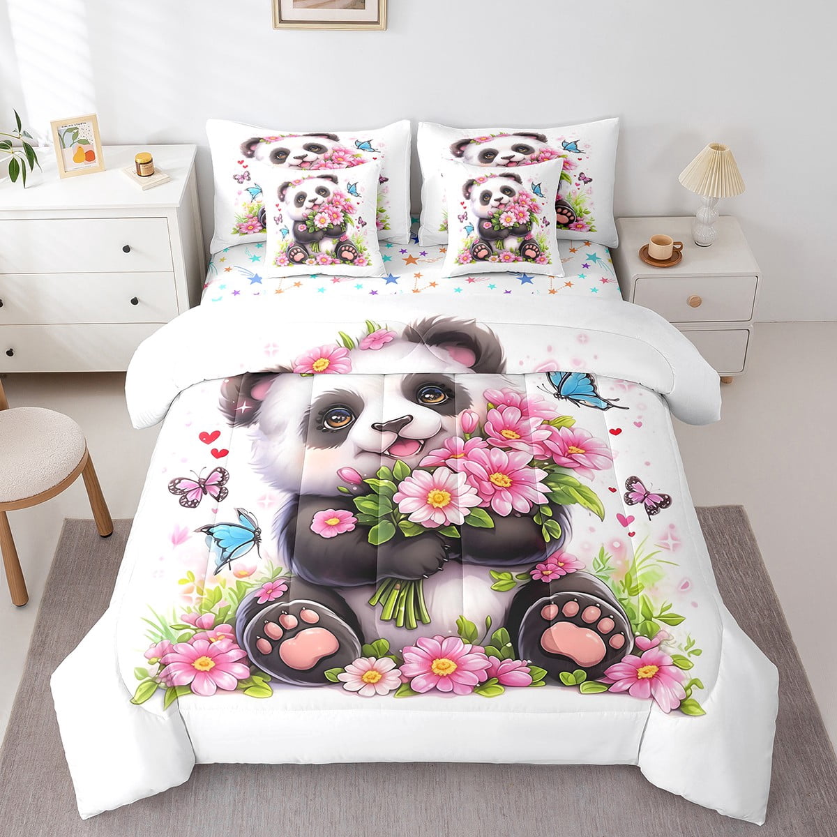 Erosebridal Cute Panda Bedding Sets Twin Size, Kawaii Animal Comforter ...
