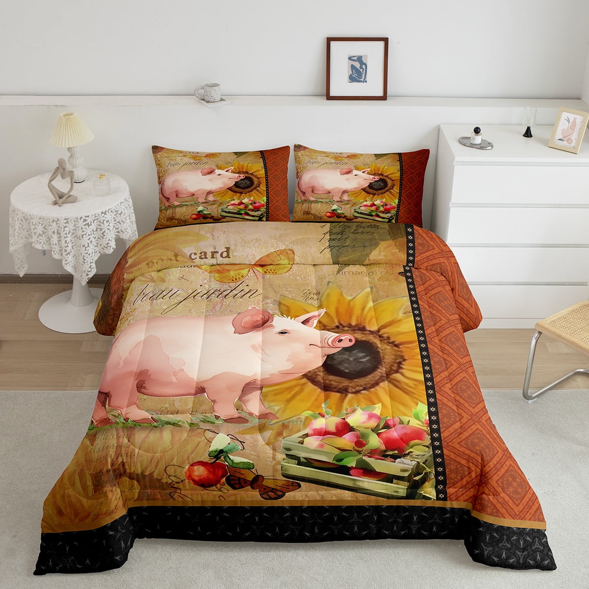 Erosebridal Cute Pig Bedding Sets Full with Comforter, Kawaii Farm ...