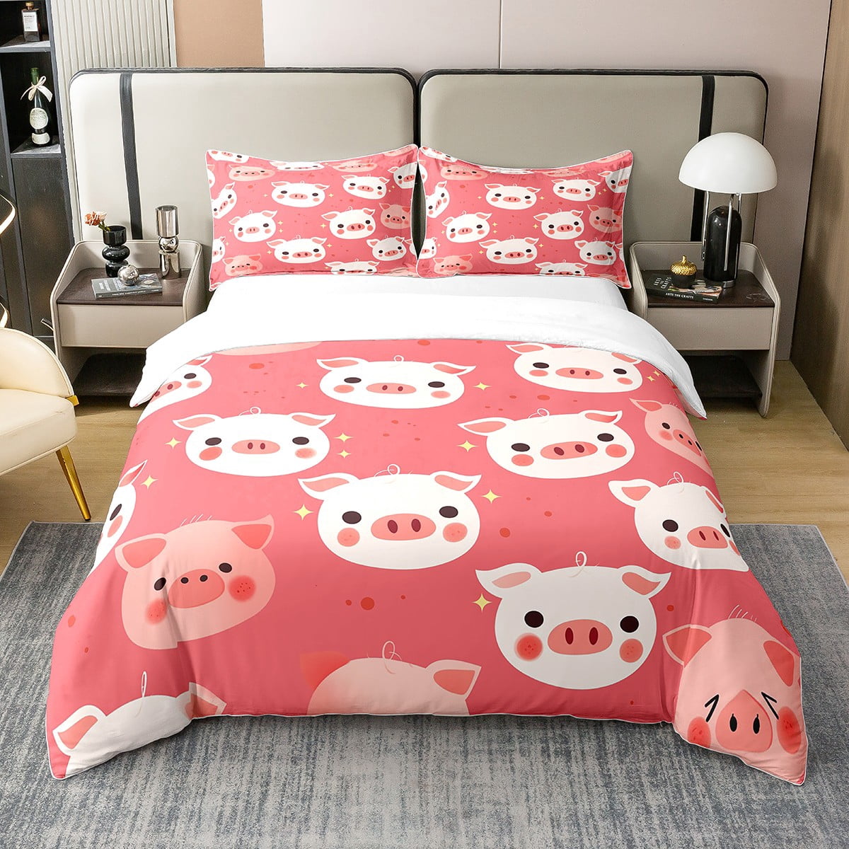 Erosebridal Cute Pigs 100% Cotton Duvet Cover Full Size, Farmhouse ...