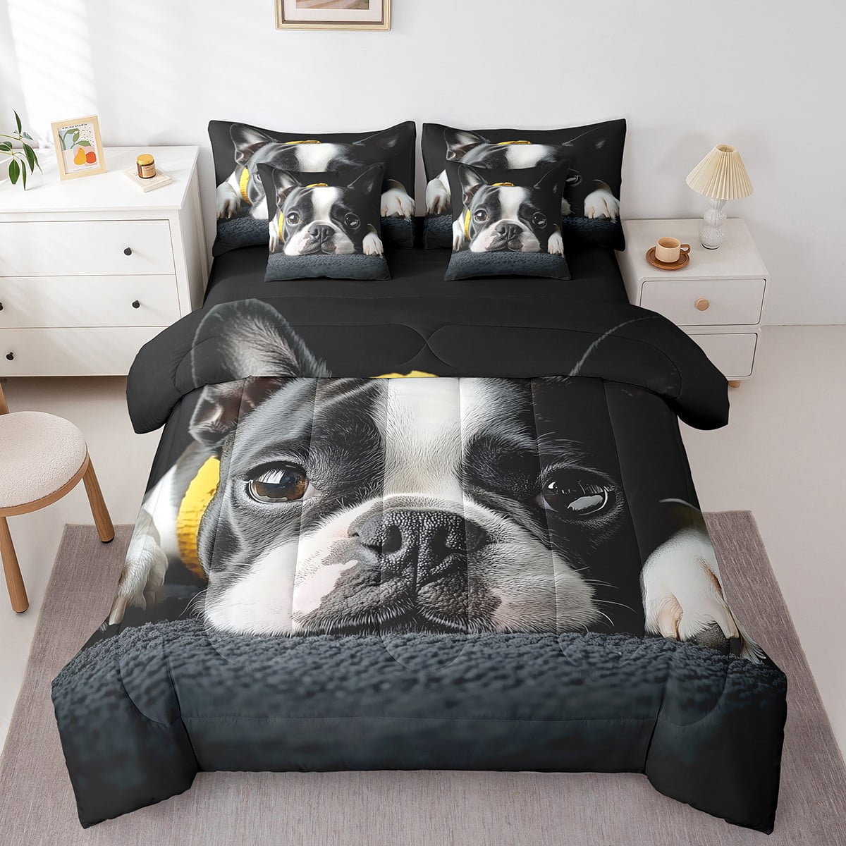 Erosebridal Cute Pug Bedding Sets Twin Size, Dog Theme Comforter Sets ...