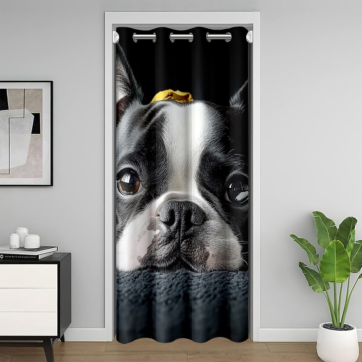 Erosebridal Cute Pug Door Curtain For Door Window 52x80, Dog Theme Door ...
