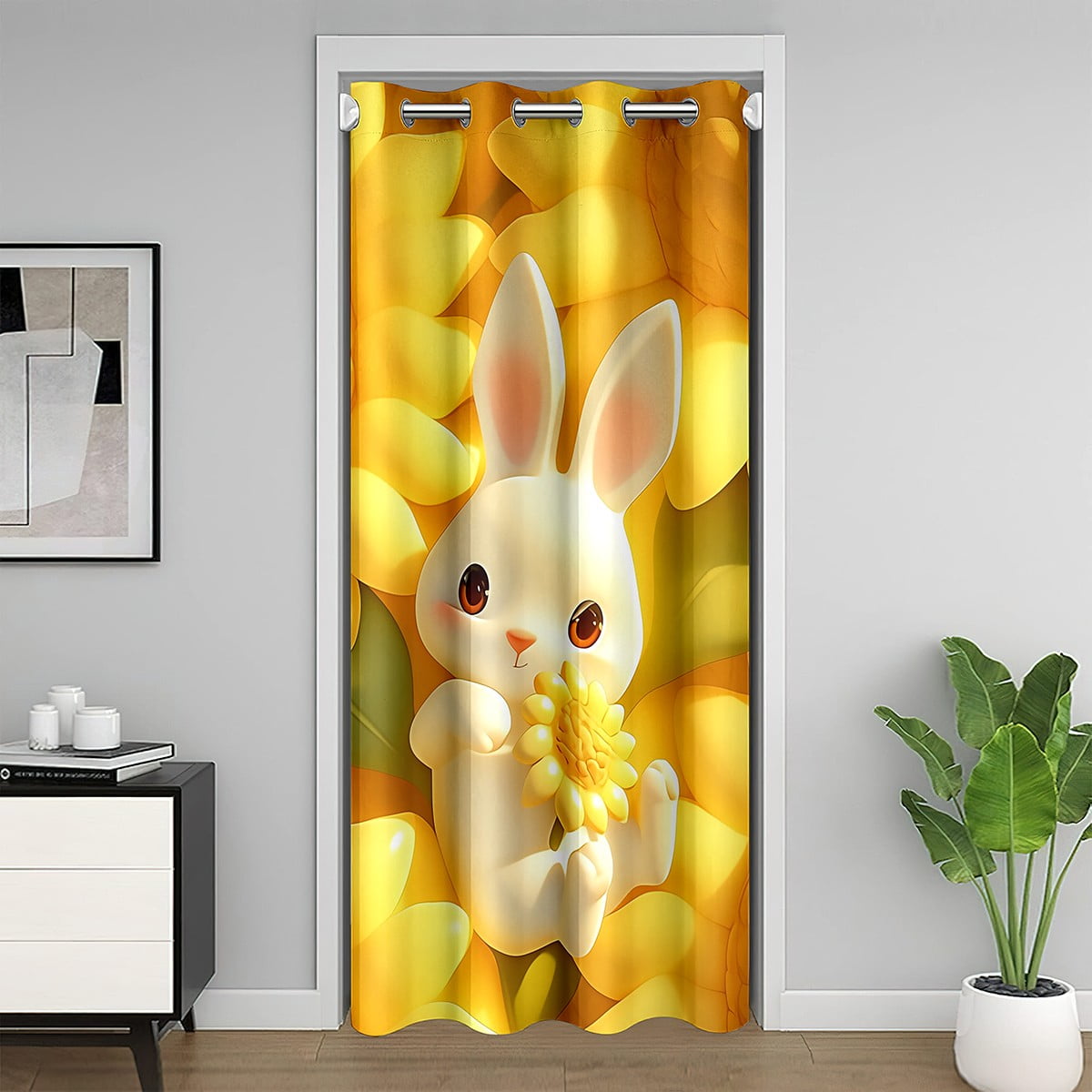 Erosebridal Cute Rabbit Door Curtain For Door Window 52x80, Vibrant ...