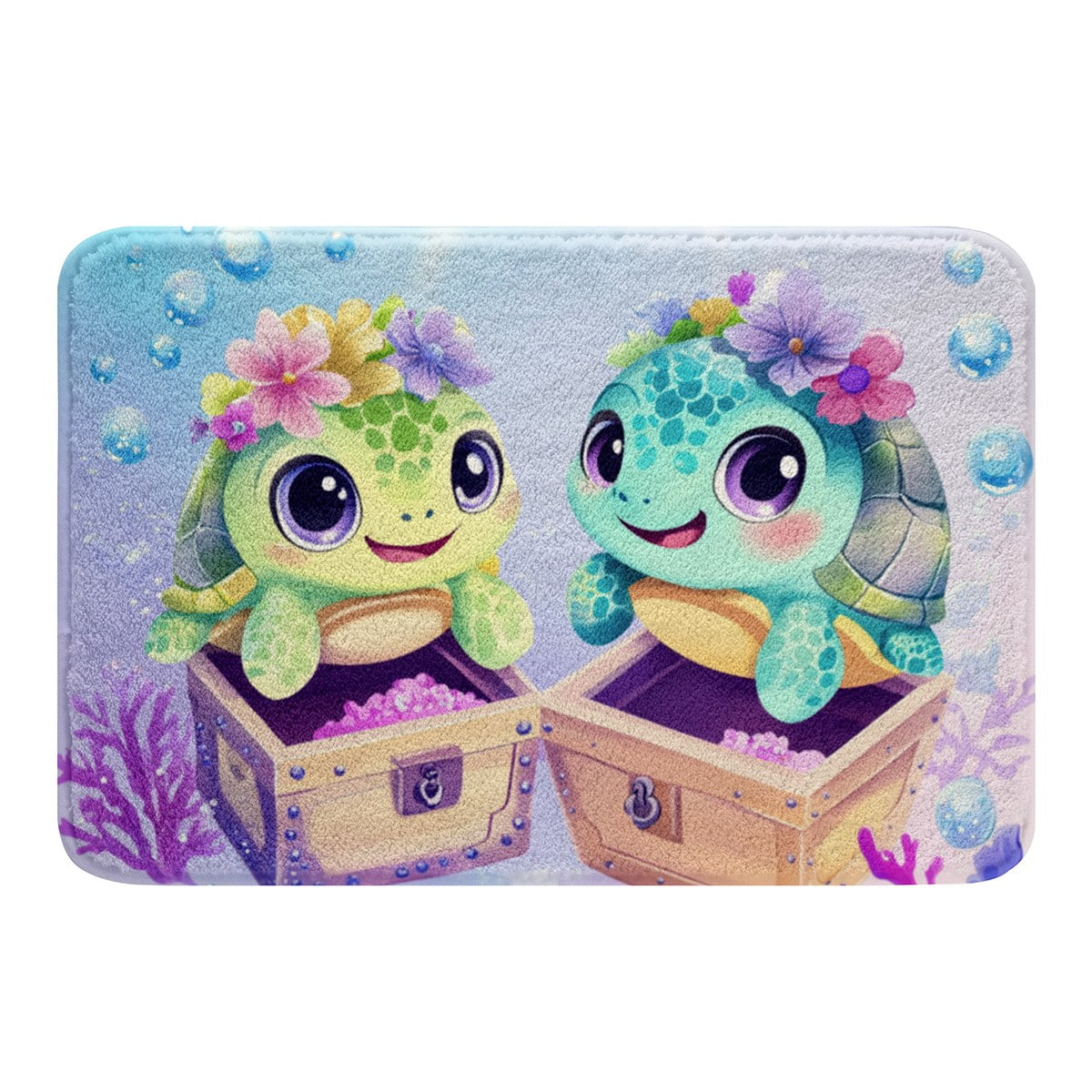 Erosebridal Cute Sea Turtle Bathroom Rugs 20"x32" Cartoon Ocean Animal ...