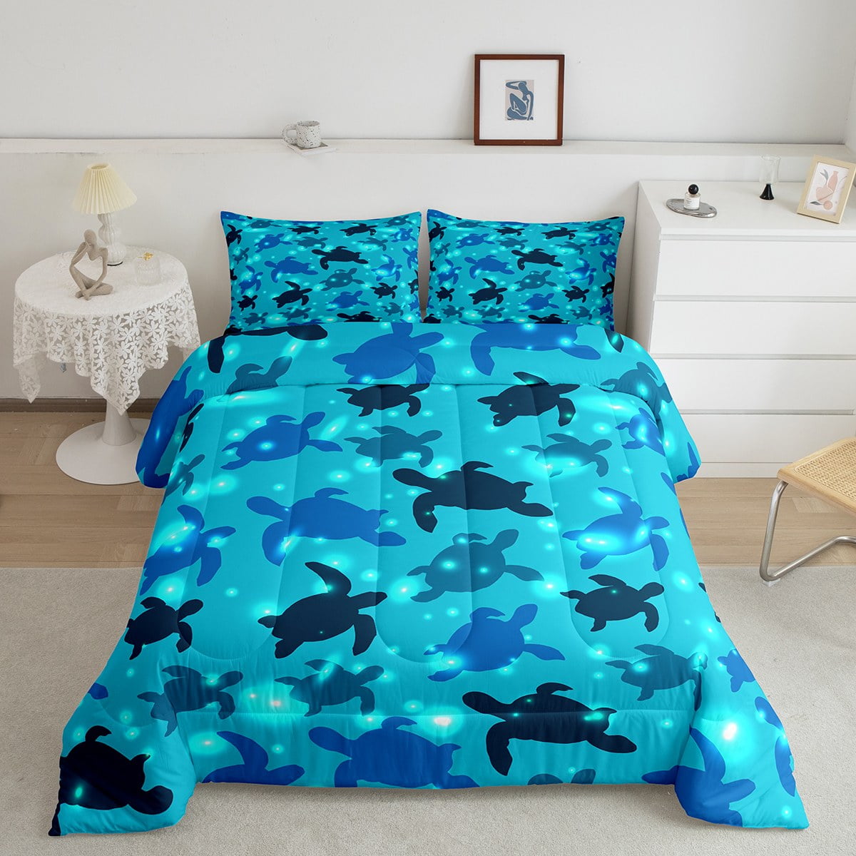 Erosebridal Cute Sea Turtle Bedding Queen Comforter Set, Sealife Down ...