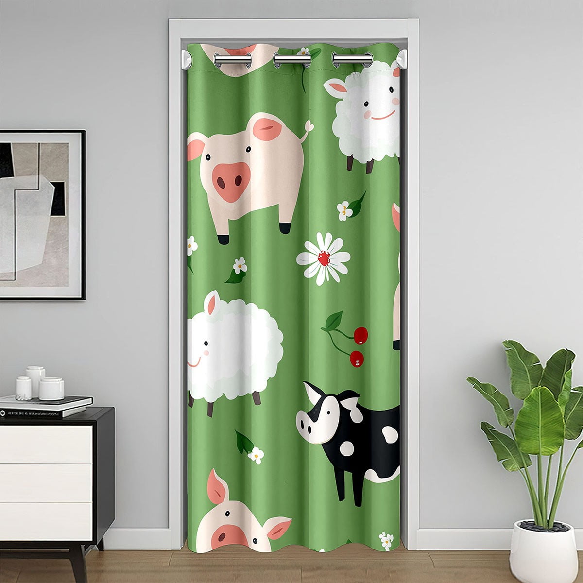 Erosebridal Cute Sheep Door Curtain Panel 42x84, Pink Pig Room Divider ...