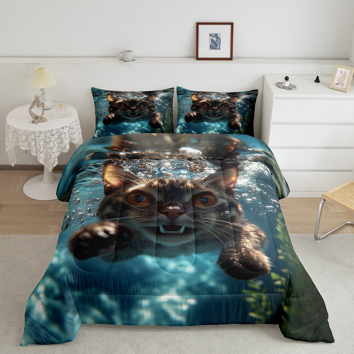 Erosebridal Cute Cat Bedding Full Comforter Set, Kawaii Animals Down ...