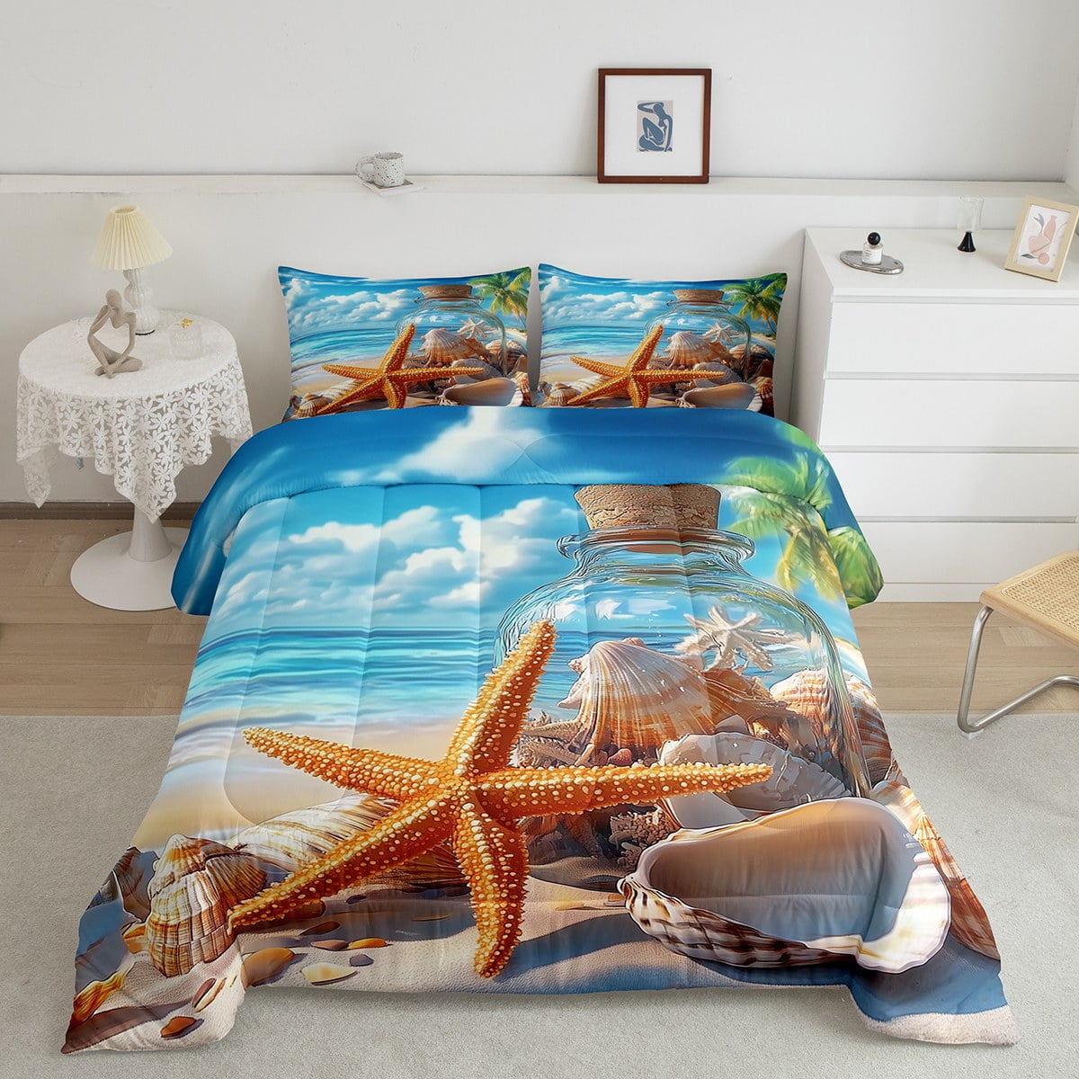 Erosebridal Cute Starfish Bedding Sets Twin with Comforter, Tropical ...