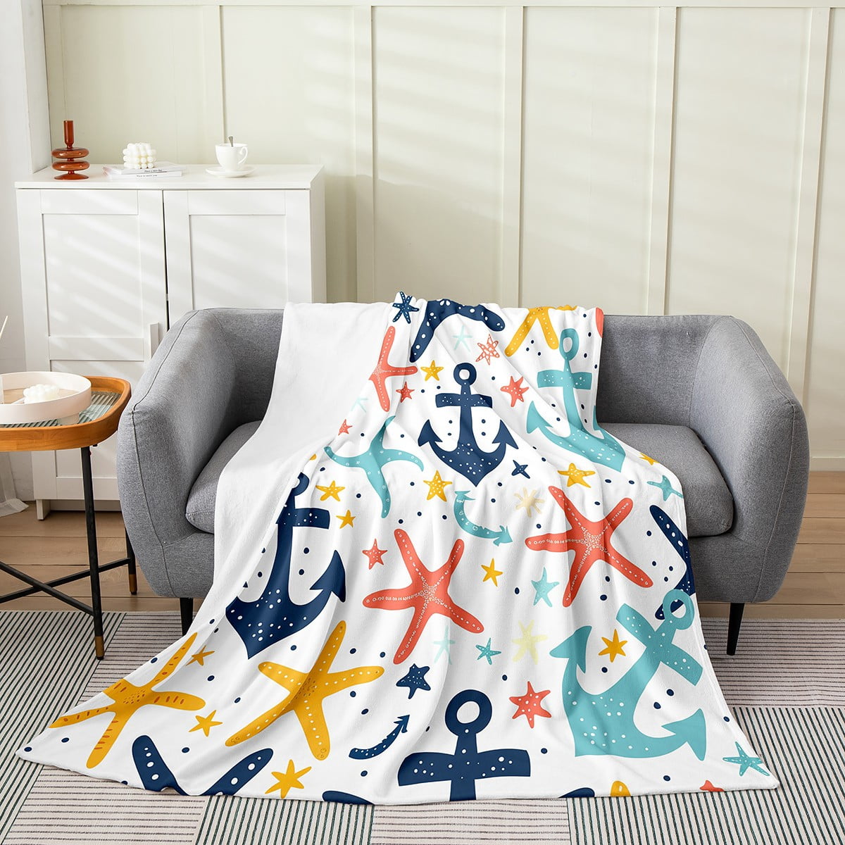 Erosebridal Cute Starfish Throw Blanket for Couch 60x80, Nautical ...