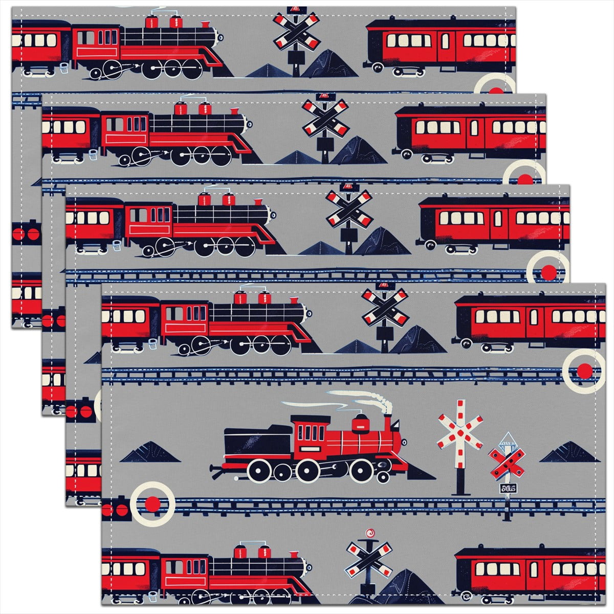 Erosebridal Cute Train Placemats 12x18 Inch Set of 4,Cartoon Steam ...