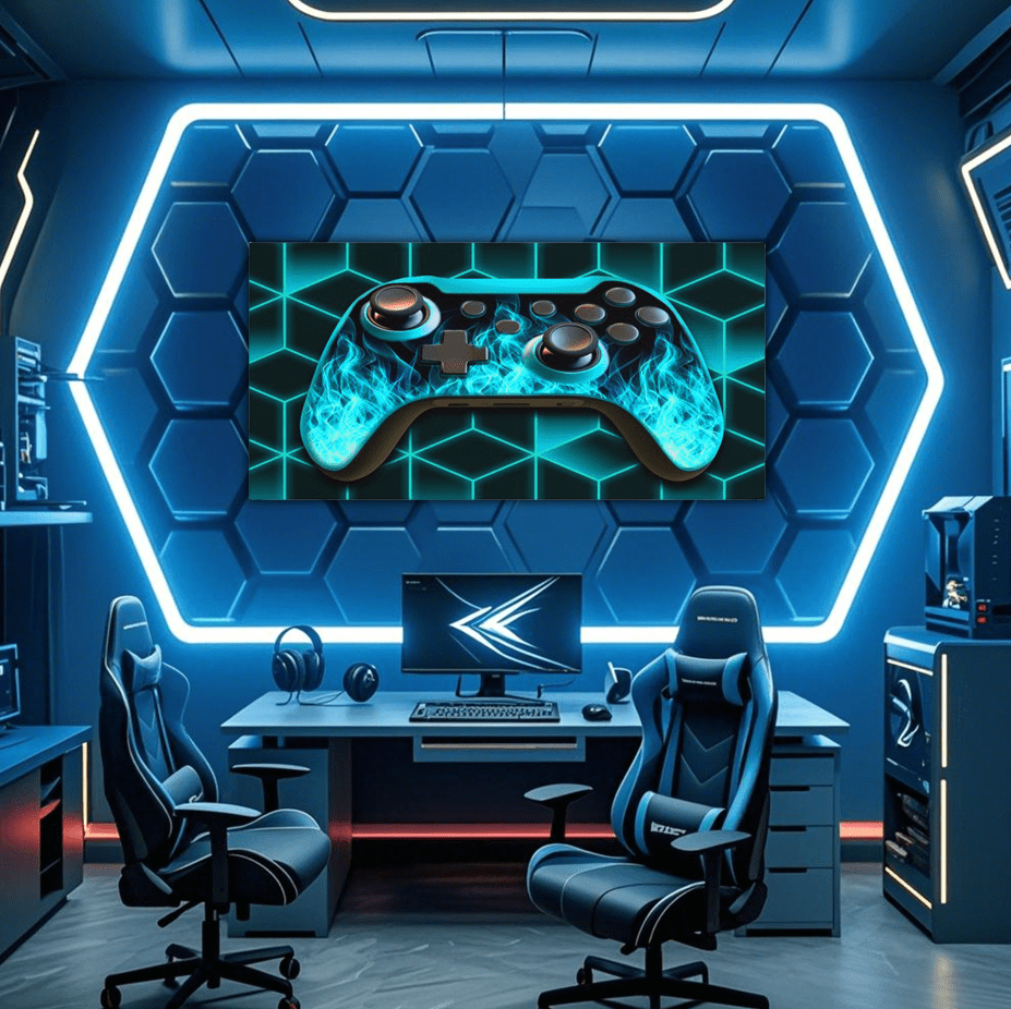 Erosebridal Cyan Gamepad Paintings Wall Decor Bedroom, Game Gaming ...