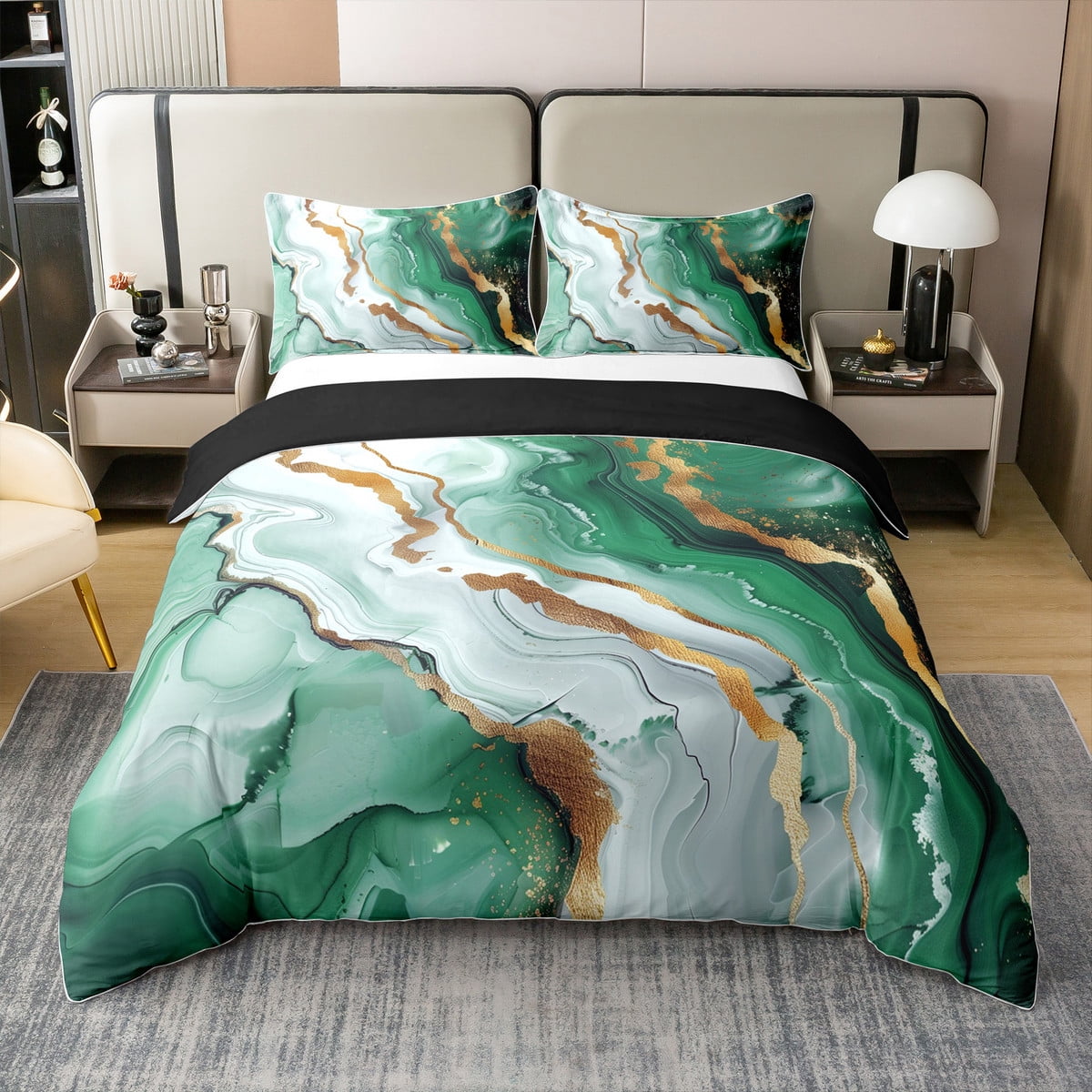 Erosebridal Cyan Marble 100% Cotton Comforter Cover King,Abstract Stone ...