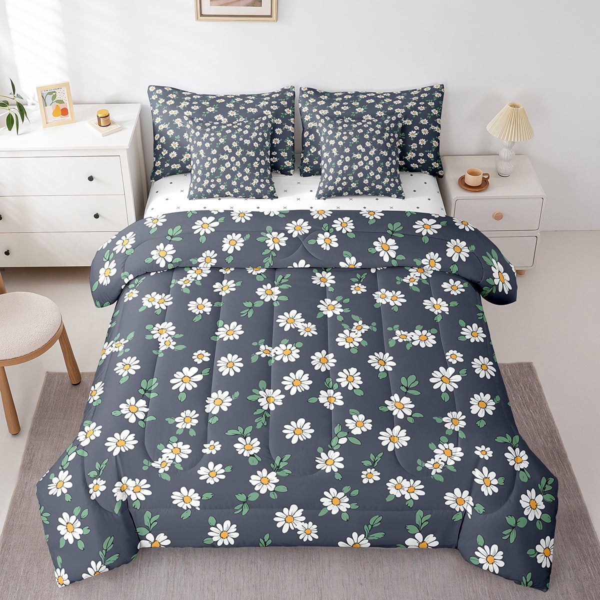 Erosebridal Daisy Flower Bed in a Bag Full size, Vintage Groovy Bed Set ...