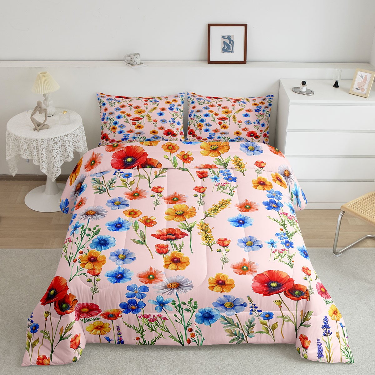 Erosebridal Daisy Flower Bedding Sets Queen with Comforter, Groovy ...