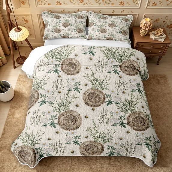 Erosebridal Daisy Nest Quilt King 3 Pieces,Rustic Floral King Coverlet ...