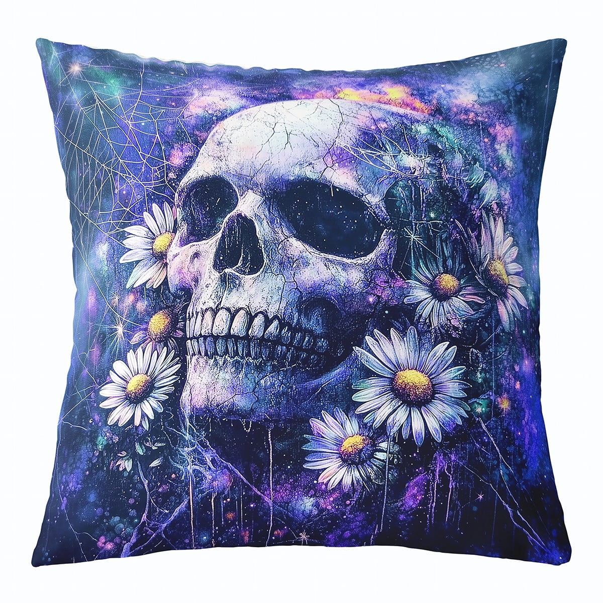 Erosebridal Daisy Skull Pillow Cases,Gothic Spider Web Cushion Covers ...
