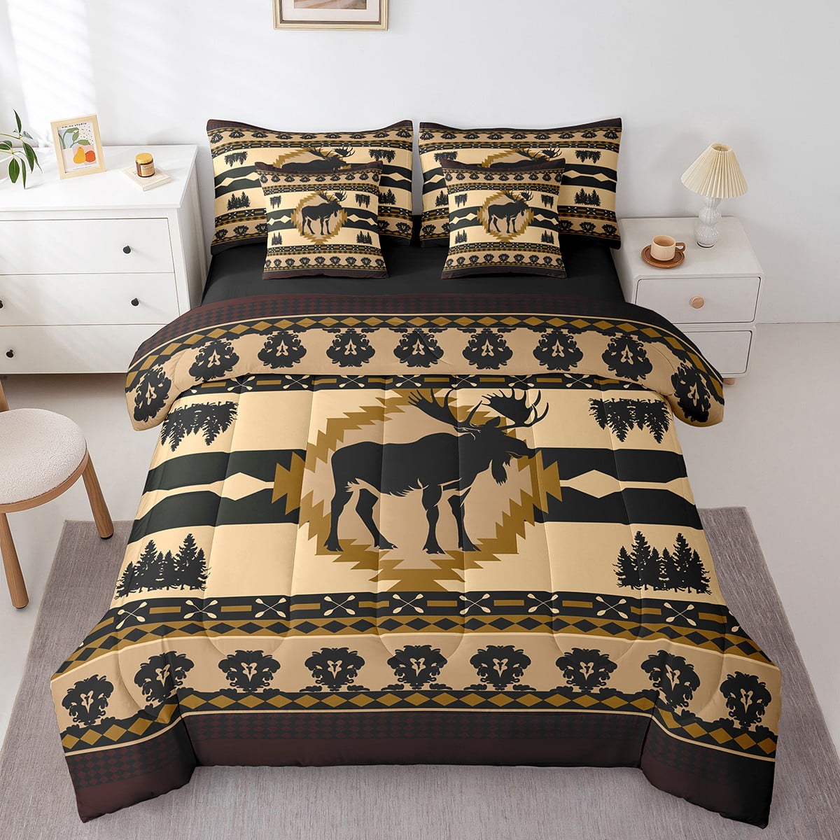 Erosebridal Damask Aztec Bed in a Bag Twin size, Jungle Elk Deer Bed ...