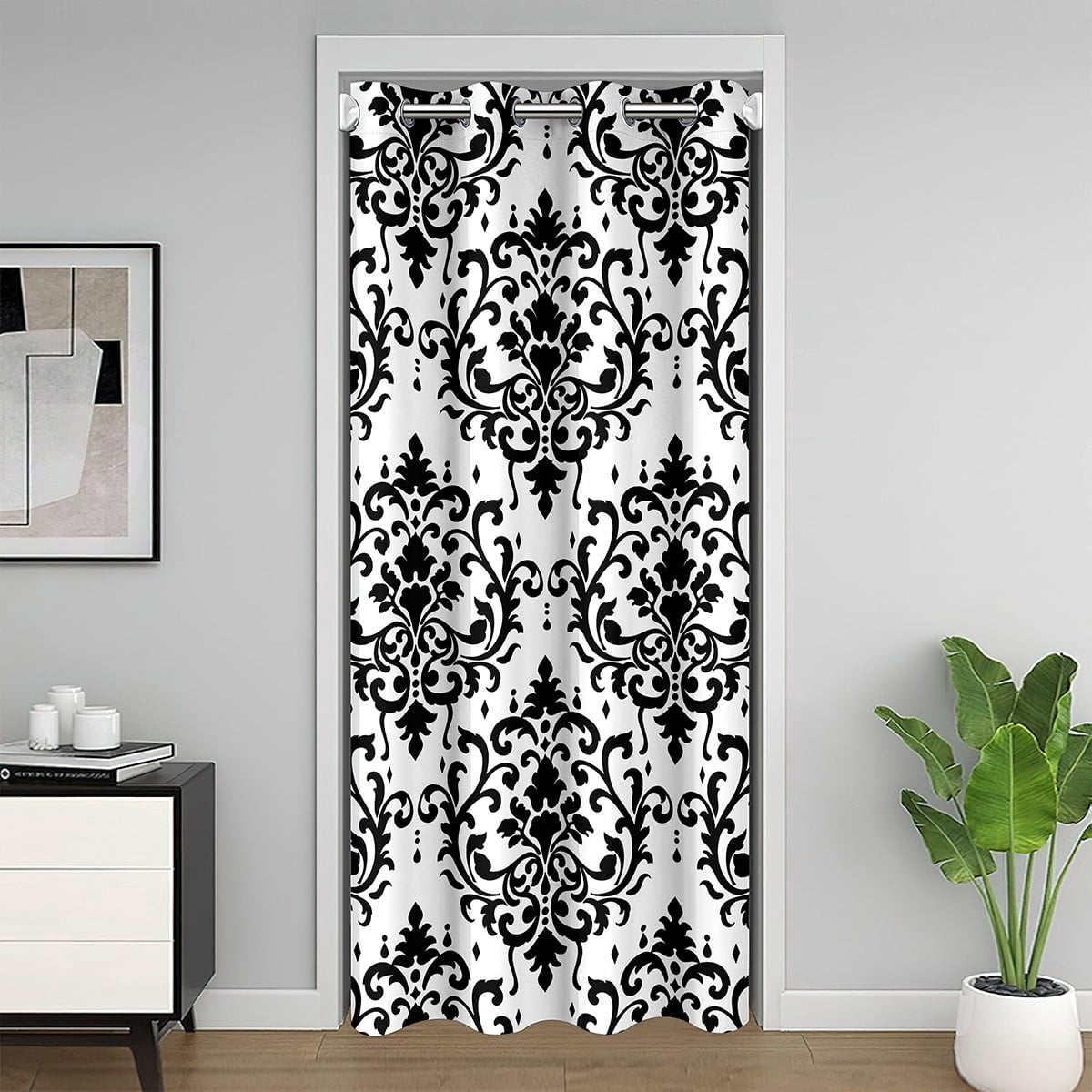 Erosebridal Damask Print Door Curtain Panel 59x80 for Adults, Vintage ...