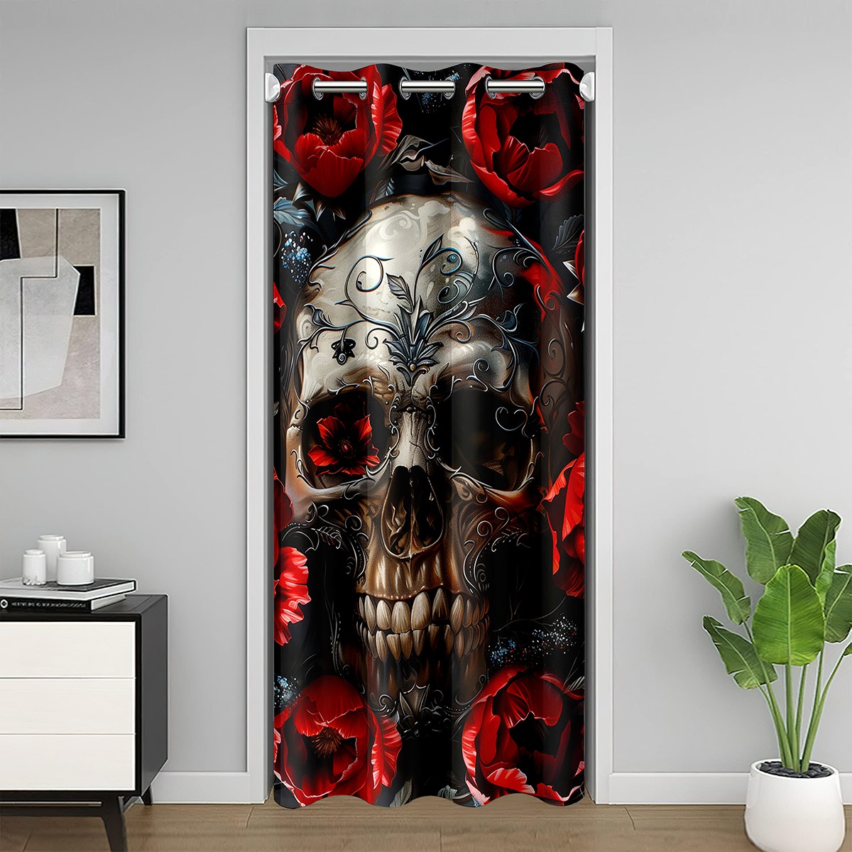 Erosebridal Damask Skeleton Door Curtain Panel 59x80, Vintage Rose ...