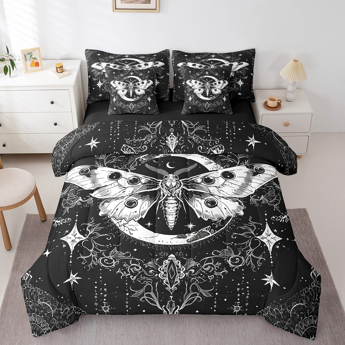 Erosebridal Death Moth Bed in A Bag Full Size, Sugar Skull 7 Pieces ...