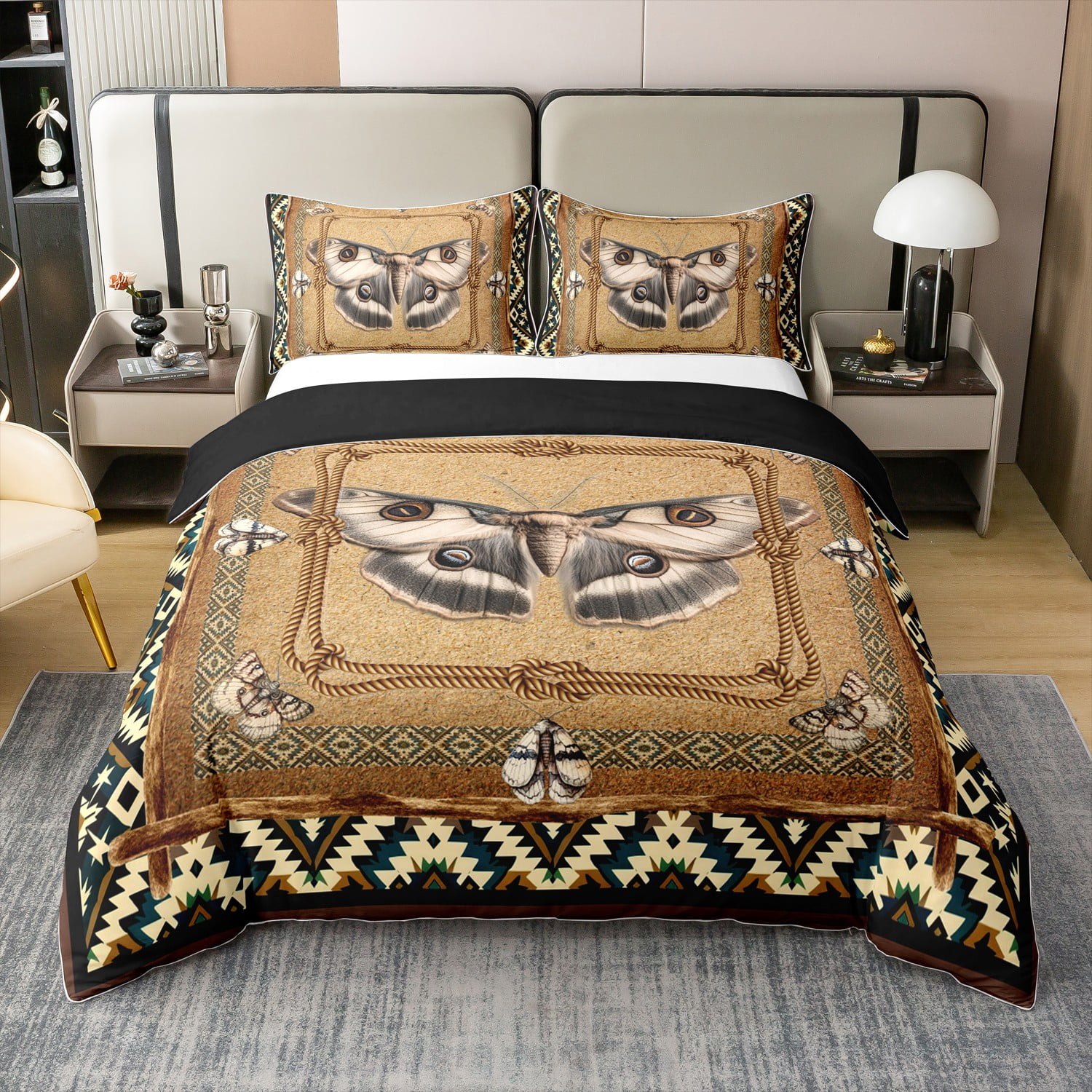 Erosebridal Death Moth Bedding Set Queen Size Western Comforter Cover ...