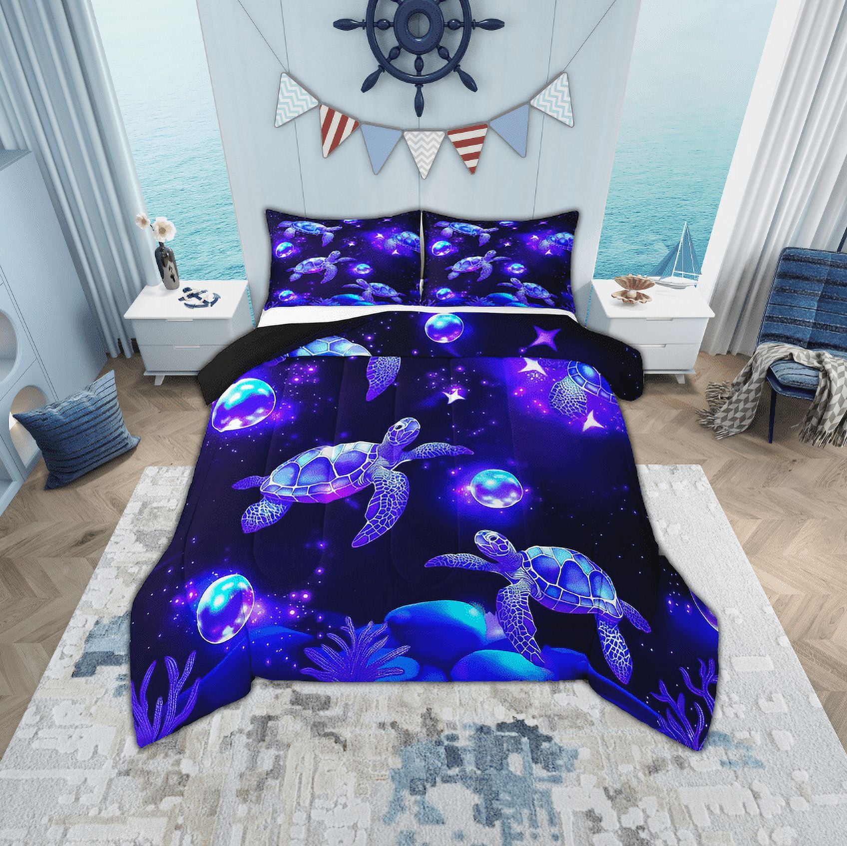 Erosebridal Deep Ocean Sea Turtle Comforter Sets Full Size, Marine ...