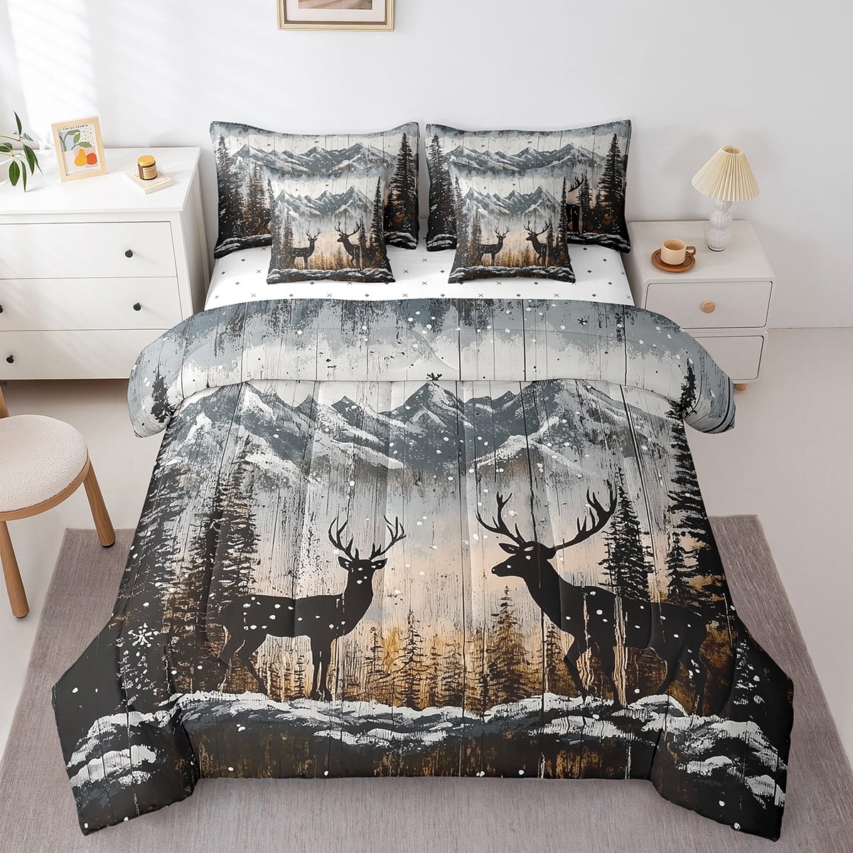 Erosebridal Deer Comforter Set Full 7 Pcs Antlers Hunting Western ...