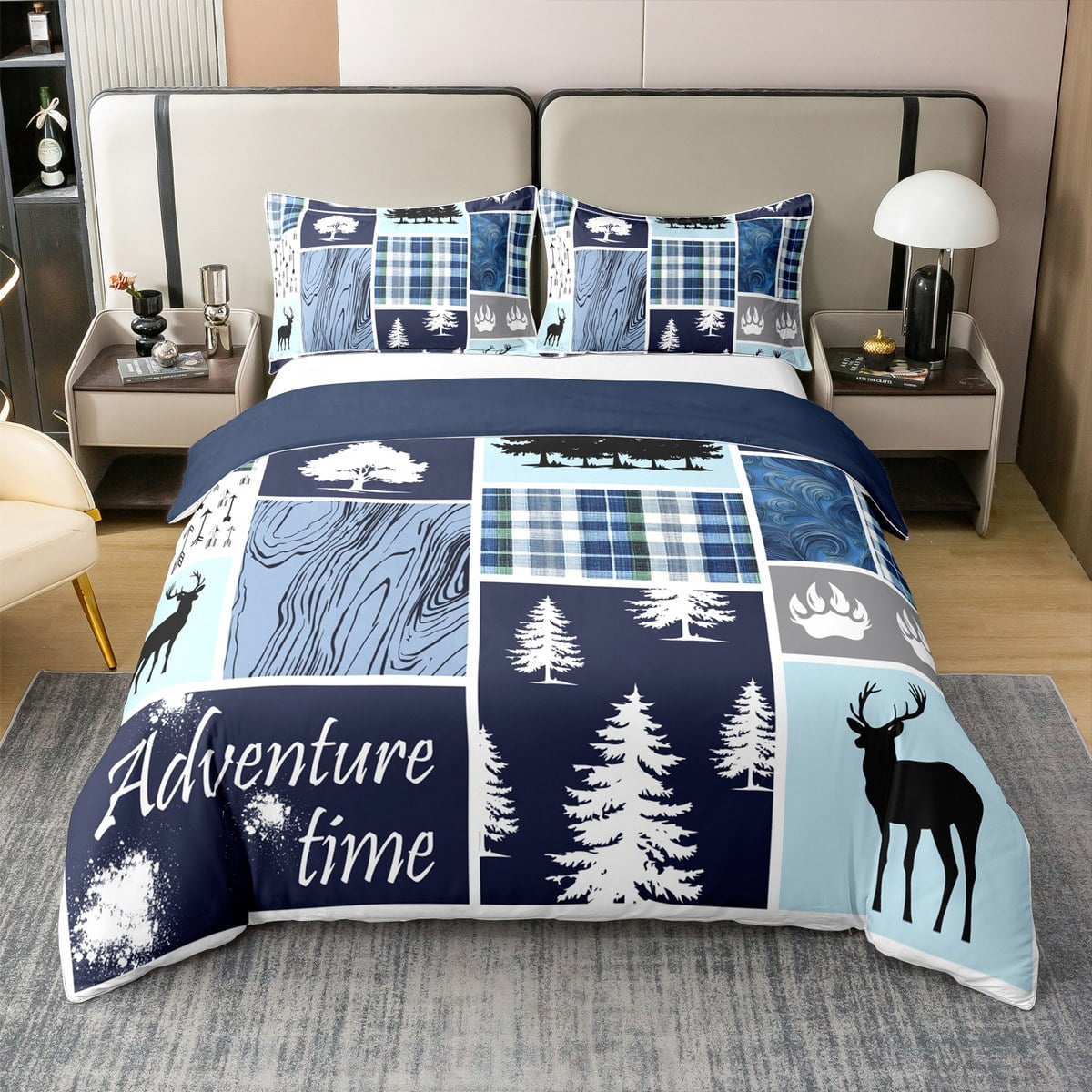 Erosebridal Deer Elk Moose 100% Cotton Duvet Cover King Teens Adults,Hunting Animal Bedding Set ...