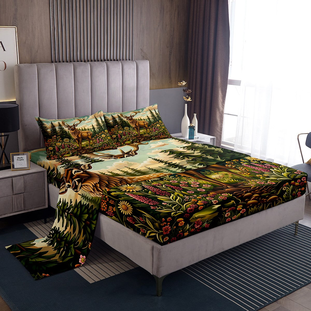 Erosebridal Deer Elk Moose Bed Sheets Set King Size Teens Adults,Oil ...