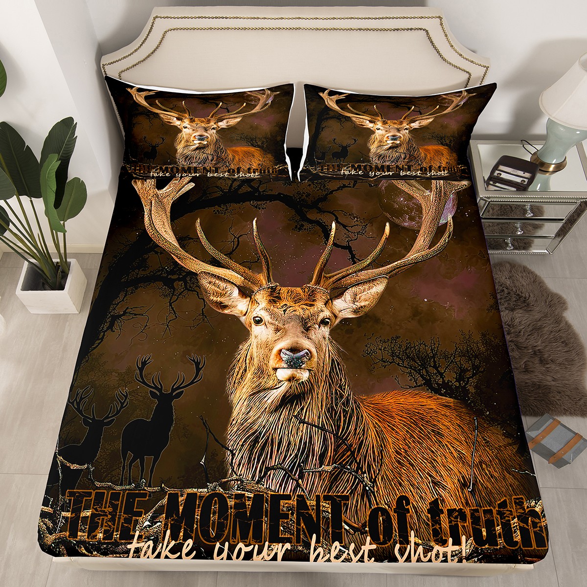 Erosebridal Deer Fitted Sheet Twin For Hunters Hunting Decor Bedding ...