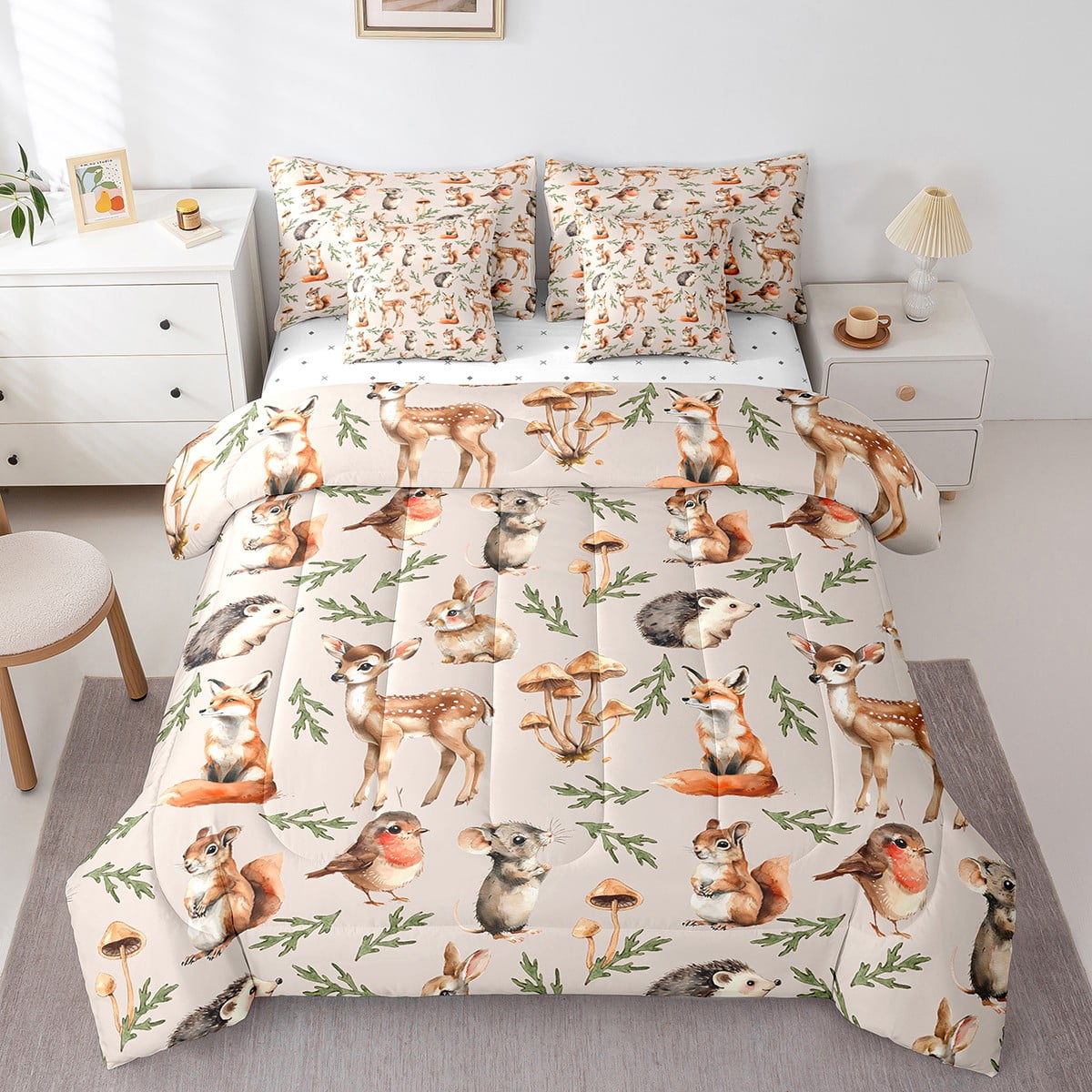 Erosebridal Deer Fox Bedding Twin Size, Cute Wildlife Bed in a Bag Twin ...