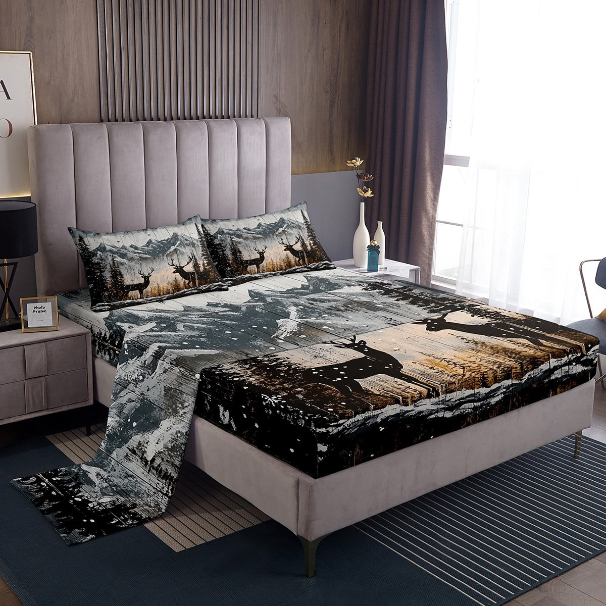 Erosebridal Deer Sheet Set Full Size Antlers Hunting Bed Sheets Set ...