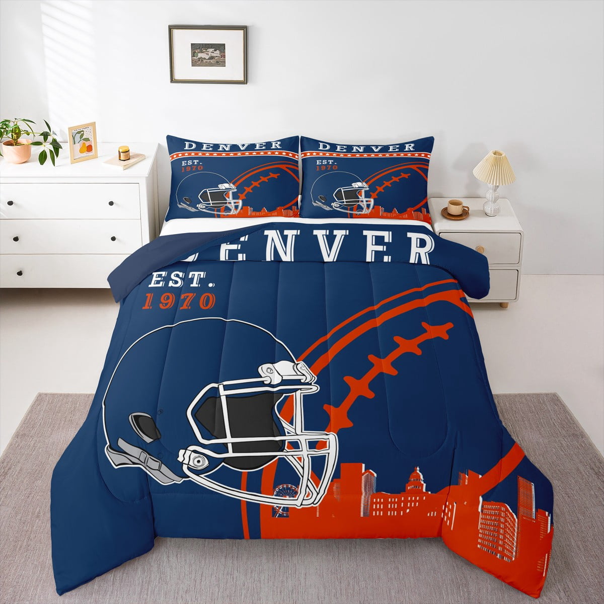 Erosebridal Denver Comforter Sets Twin Size,Football City Silhouette ...