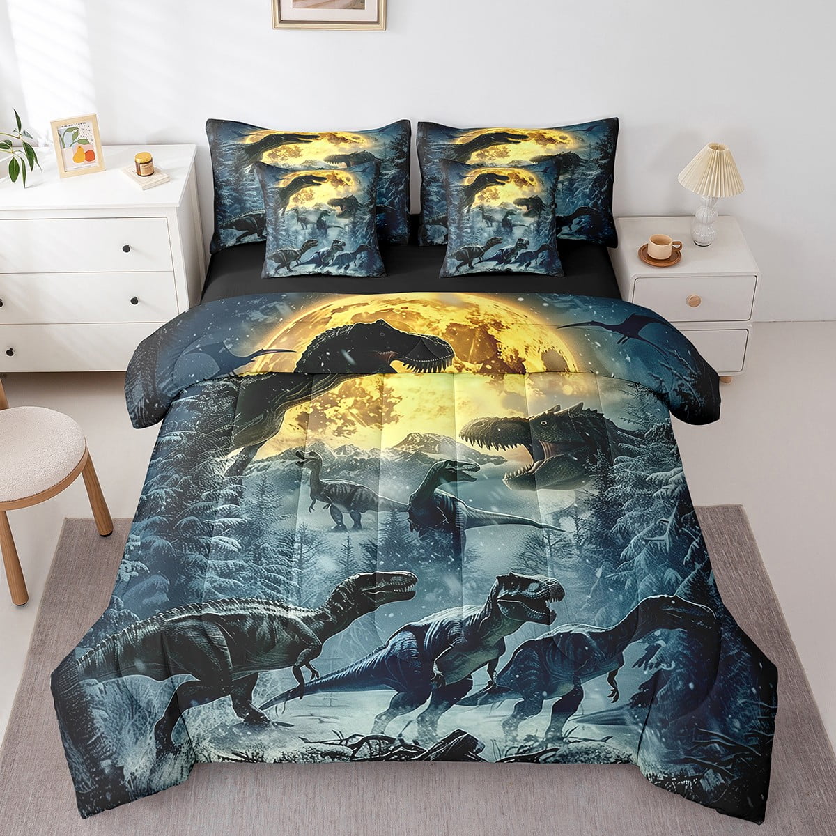 Erosebridal Dinosaur Bed in a Bag Twin size, Jungle Animal Bed Set, Dino Theme Room Decor ...