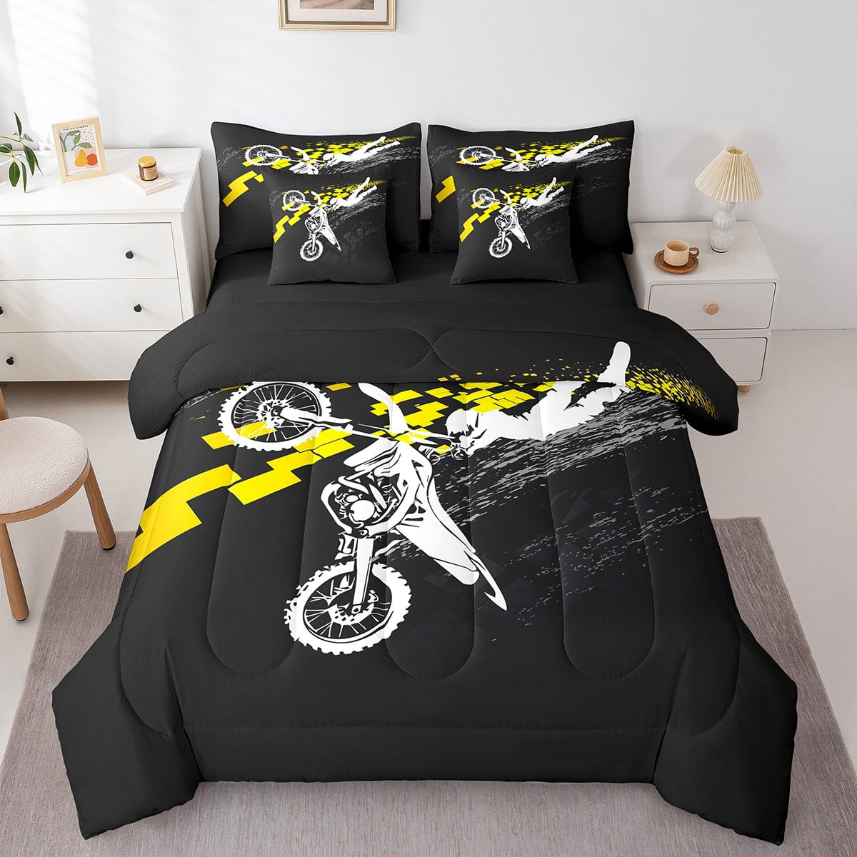 Erosebridal Dirt Bike Bedding Twin Size, Motocross Comforter Sets with ...