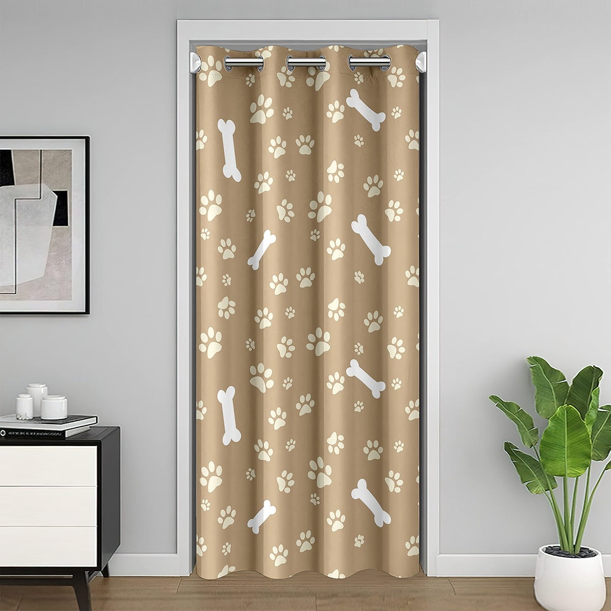 Erosebridal Dog Paw Door Curtain For Door Window 42x80, Kawaii Pet Door ...
