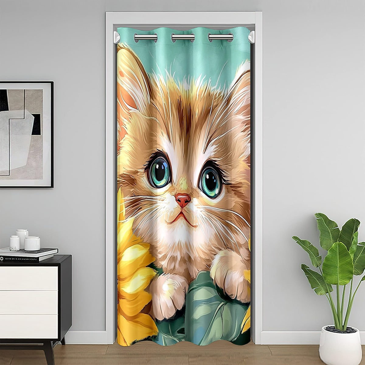 Erosebridal Dog Riding Shark Door Curtain For Door Window 52x80, Cool ...