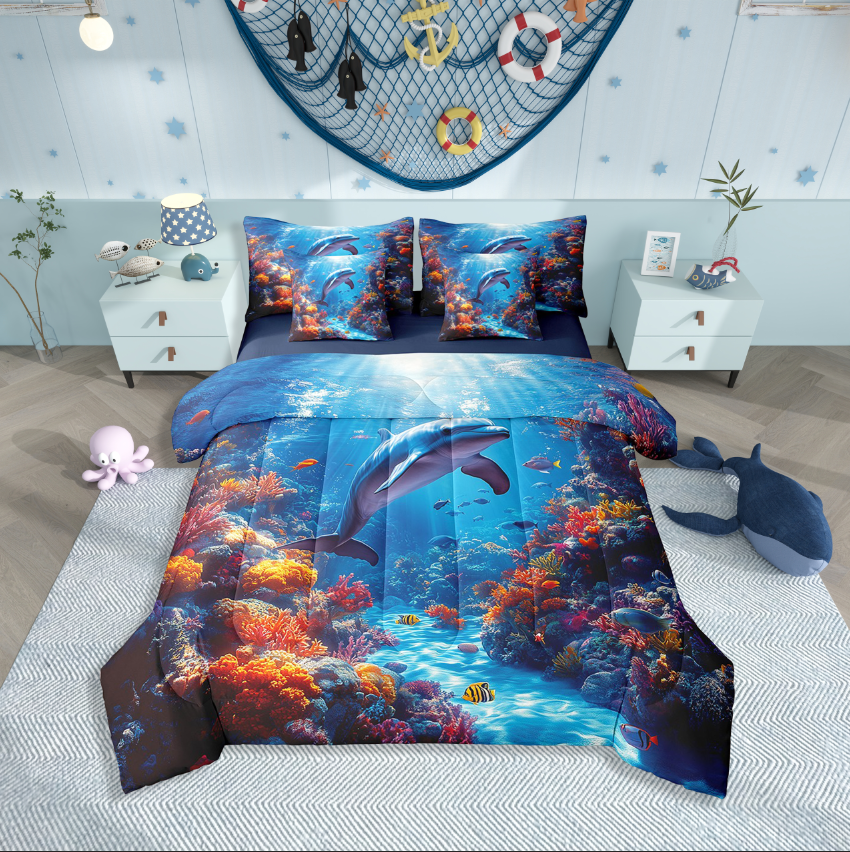 Erosebridal Dolphin Bedding Sets Twin Size,Ocean Animal Comforter Sets ...