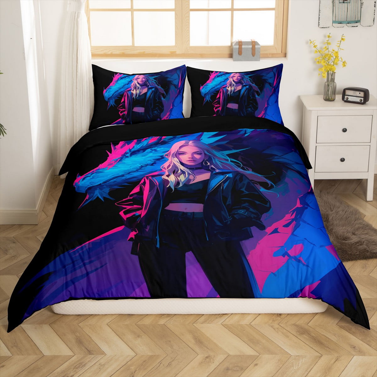 Erosebridal Dragon Duvet Cover Queen Size,Anime Bedding Set Anime Gifts ...